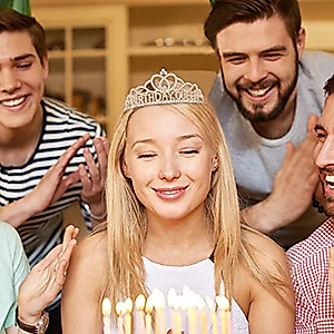 AOPRIE Birthday Crown for Women Birthday Queen Sash for Women Birthday Tiara for Women Birthday Girl Headband Princess Crown Rhinestone Happy Birthday Accessories Rose Gold