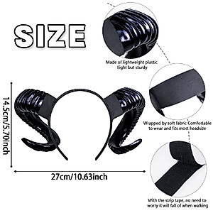 Orgoue Devil Horns Headband, Black Horns Headband Demon Horns Ram Horns Headband for Women Men for Halloween Costume Cosplay
