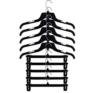 Hangon Combo Set Recycled Plastic Shirt & Pants Hangers, 17 Inch & 12 Inch, Black, 10 Pack