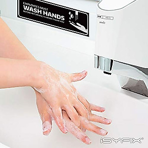 iSYFIX Employees Must Wash Hands Stickers – 2 Pack 9x3 Inch – Premium Self-Adhesive Vinyl Laminated for Ultimate UV, Weather, Scratch, Water & Fade Resistance, Wash Hands Before Returning to Work Sign