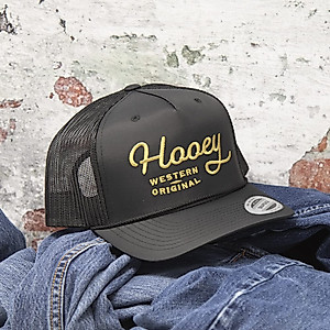 HOOEY OG Adjustable Snapback Trucker Mesh Back Hat with Logo (Black)