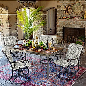 Arden Selections Outdoor Dining Chair Cushion 20 x 20, Neutral Aurora Damask