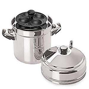 Tabakh Stainless Steel Cooker with Non-Stick 4-Rack Stand, Makes 20 Idlis, Silver