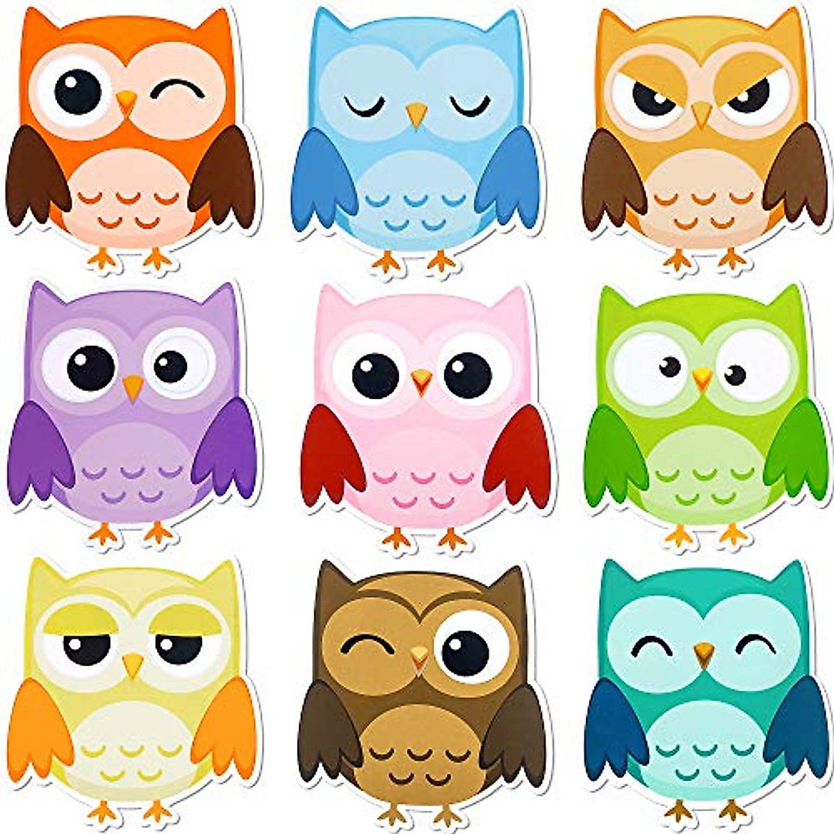 Colorful Owls Cutouts for Classroom & Party Decor