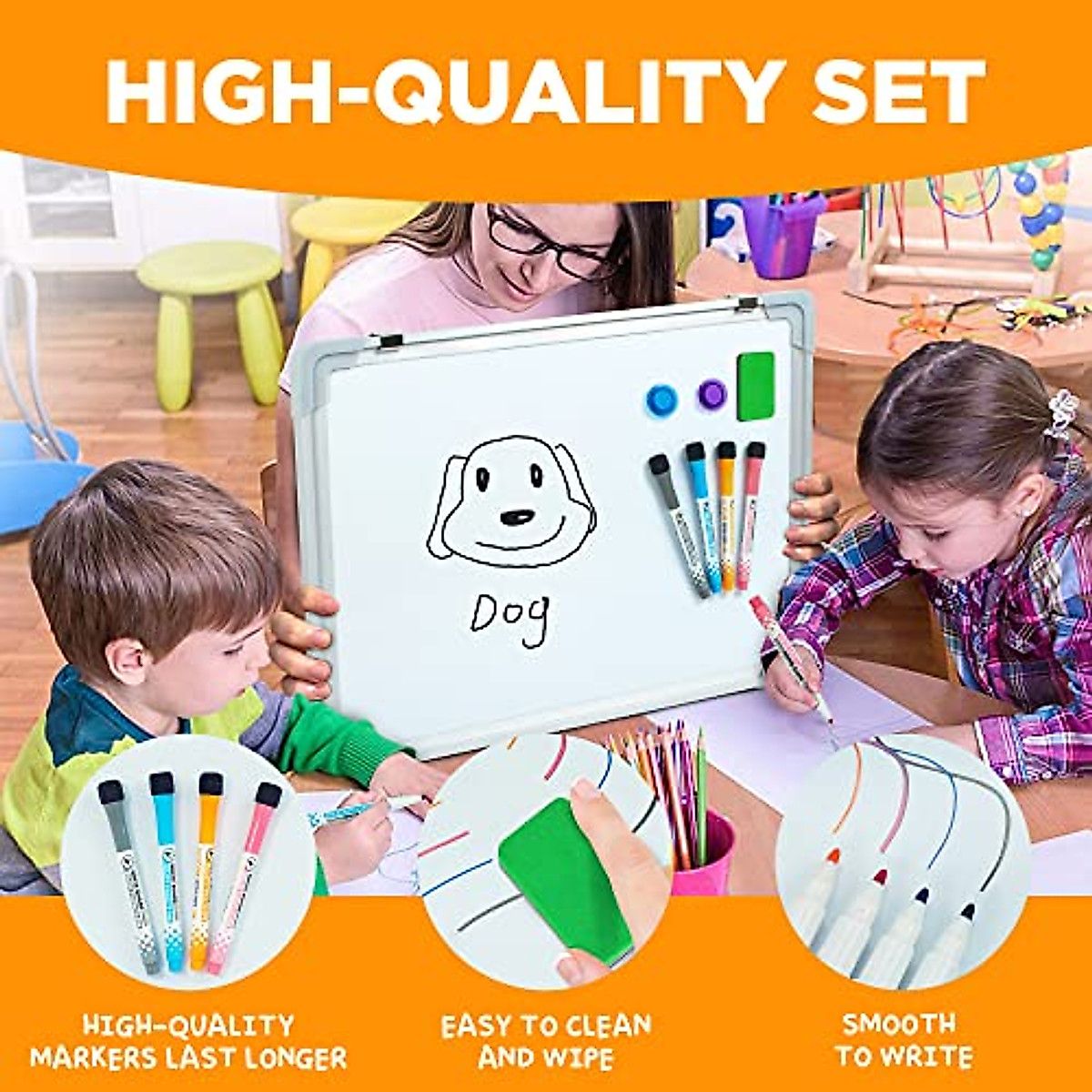 Small White Board Dry Erase - 12x16 Whiteboard for Wall, Double Sided Whiteboard, Small Dry Erase Board for Wall, White Board Dry Erase for Wall, White Boards for Students, Magnetic Whiteboard