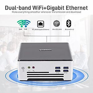 qikemall Mini PC Windows 11 Pro Core i9-10880H Mini Computer 64GB DDR4 RAM 1TB M.2 NVME SSD,Micro PC Dual NIC,USB3.0 HDMI & DP 4K, Dual Band WiFi BT 4.2