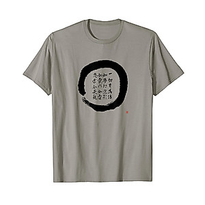 Artistic Japanese Diamond Sutra Calligraphy Enso Circle Zen T-Shirt
