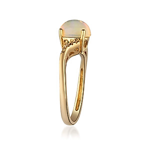Gin & Grace 10K Yellow Gold Natural Opal Diamond (I1,I2) Propose Promise Ring (Size 7) for Women