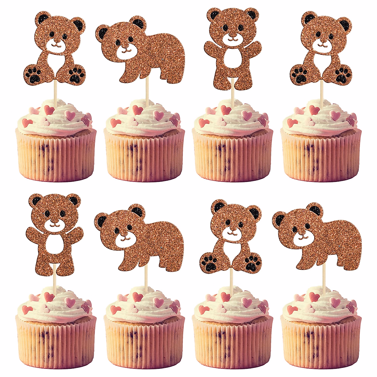 Gyufise 24Pcs Bear Baby Shower Birthday Party Decorations We Can Bearly Wait Cupcake Toppers Table Decoration Photo Booth Props Baby Shower Party Supplies Decorations