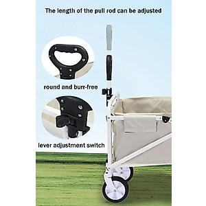 Folding Wagon Garden Cart,Camping Trolley Cart with Wheels Garden Beach Wagon Foldable Pull along Trolley for Beach,Camping,Weeding and Outdoor,White