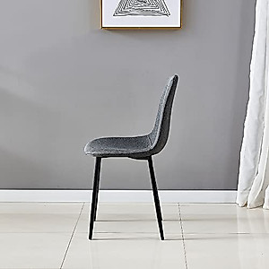 IDS Home Dining Room Chair for Kitchen, Mid Century Modern Accent Armless Side Fabric Chair, Upholstered Cover with Metal Legs Set of 4/6 (Set of 4, Grey)