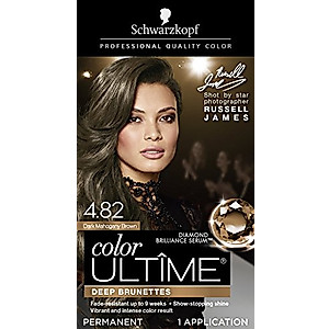 Schwarzkopf Color Ultime Permanent Hair Color Cream, 4.82 Dark Mahogany Brown (Packaging May Vary)