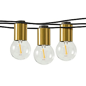 Brightech Glow LED String Lights - 26 Ft Commercial Grade Patio Lights with Brass Accents - Outdoor Waterproof Globe String Light for Backyard, Garden