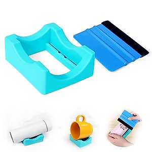 Sweetfamily Silicone Cup Cradle for Crafting Tumblers,Tumbler Cradle for Cups Mugs,Tumbler Holder for Keep Tumblers Coffee Cups Glass Cans in Place,with 1 Felt Edge Squeegee (Blue)