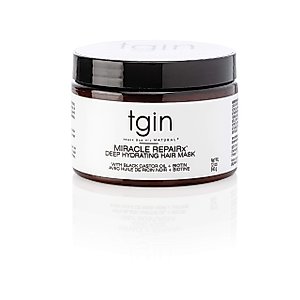 tgin Miracle RepaiRx Deep Hydrating Hair Mask for Curly, Coily and Wavy Hair, with Biotin and Black Castor Oil, Deep Moisture and Repair for Damaged, Color-Treated Hair, 12 oz