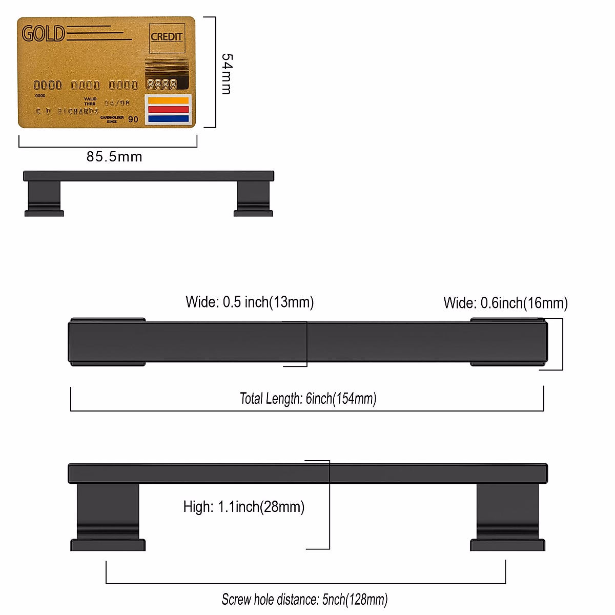 Amerdeco 10 Pack Matte Black Cabinet Pulls 5 Inch(128mm) Hole Centers Kitchen Cabinet Handles Cabinet Hardware Kitchen Handles for Cabinets Cupboard Handles Drawer Pulls ZH00013