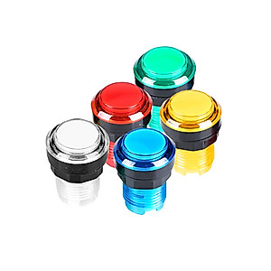 Arcade Kits 2 Player Classic Arcade DIY USB Encoder to PC Joystick Games + 2x 5Pin Rocker + 16x 30mm 5V LED Push Buttons 1 + 2 Players Coin Buttons For Raspberry Pi 1 2 3 3B Mame Fighting Stick