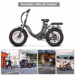 Axiniu Electric Bike for Adults, 20" x 4.0 Fat Tire Electric Bicycle, 500W Folding Ebike with 36V Removable Battery, 25MPH Shimano 7-Speed Bike for Commuting Mountain Beach Snow