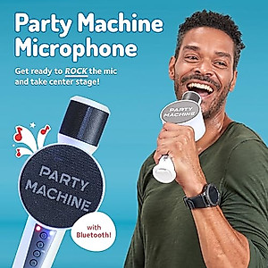 Singing Machine Wireless Karaoke Microphone for Kids & Adults, Party Machine Mic (White) - Portable Handheld Bluetooth Microphone with Speaker & Voice Changer Effect - Karaoke Mic for Singing