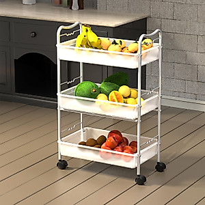 DecoBros 3-Tier Metal Utility Rolling Cart, Silver