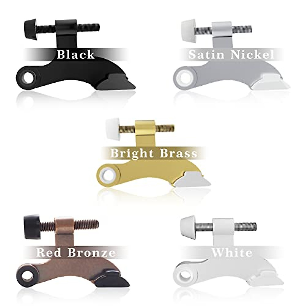 4 Pack Hinge Pin Door Stopper Black, Adjustable Heavy Duty Hinge Pin Door Stop with Black Rubber Bumper Tips, Reduce Potential Damage Prevent Striking Wall Dents in Door Trim, Easy Installation