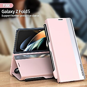 phone case For Samsung Galaxy Z Fold 5 2023 Magnetic Translucent Plating Leather Flip Case + PC Smart Full Body Protective Shell Stand Holder Cover For Samsung Galaxy Z Fold 5 2023 phone cover ( Color