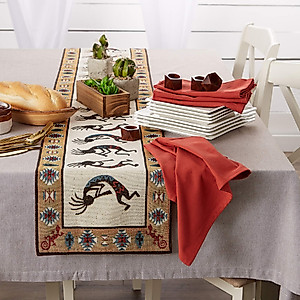DII Tabletop Collection, Southwest Hacienda Stripe, Table Runner, 13x72, Kokopelli Tapestry