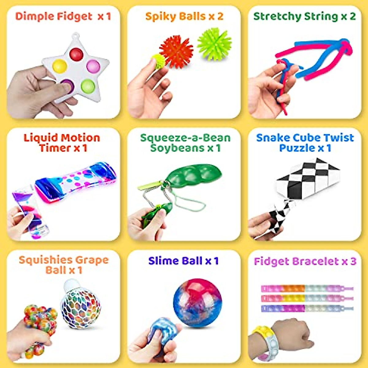 (63 Pcs) Fidget Toys Pack, Party Favors Carnival Treasure Classroom Prizes Small Mini Bulk Sensory Figit Toys Set for Boys Girls Kids Adults, Stress Relief & Anxiety Relief Tools Autistic ADHD Toys