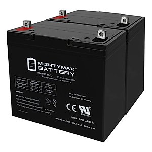 Mighty Max Battery 12V 55Ah Battery Replacement for Pride Jazzy Elite HD - 2 Pack Brand Product