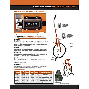 Keson MP301 Metal Frame Measuring Wheel with Spoked Wheel (Graduations: ft.), 11-1/2-Inch Diameter