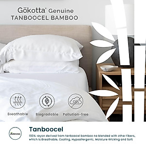 GOKOTTA Fitted Sheet Only - 16 Inch Pocket Bamboo Rayon Fitted Sheet, Super Soft and Cooling Bottom Sheet with 4 Elastic Corner Straps(Grey, California King)