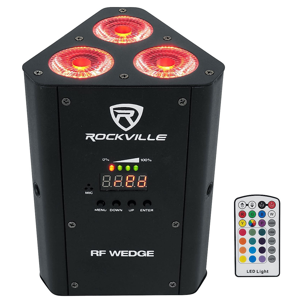 5 Rockville RF Wedge Black RGBWA+UV Battery Wireless DMX DJ Up Lights+RF Remotes