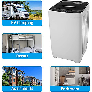 Nictemaw Portable Washing Machine, 17.8Lbs Capacity Full-Automatic Washer and Spin-Dryer Combo, Laundry Washer with 10 Programs 8 Water Level Selections with Drain Pump for Apartment/Dorm/RVs/Home