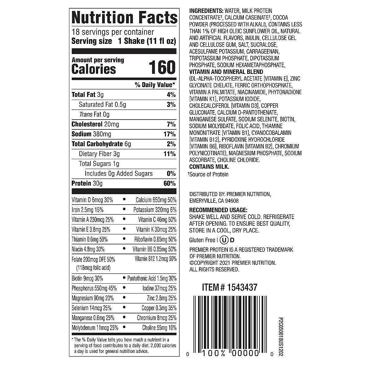 Premier High Protien Shakes Variety Sampler Pack, 11 Fl. Oz Each - Cafe Latte, Chocolate, Vanilla, Caramel, Cake Batter, Chocolate Peanut Butter - 2 of Each Flavor (12 Pack) in The Award Box