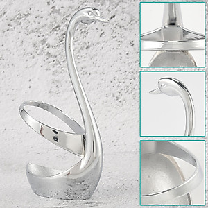 Limnyves Steel Fork & Spoon Holder, Decoration Tableware Set Kitchen Tools Swan Holder Cutlery Holder,Best Gift for Valentine's Day/Wedding, Silver