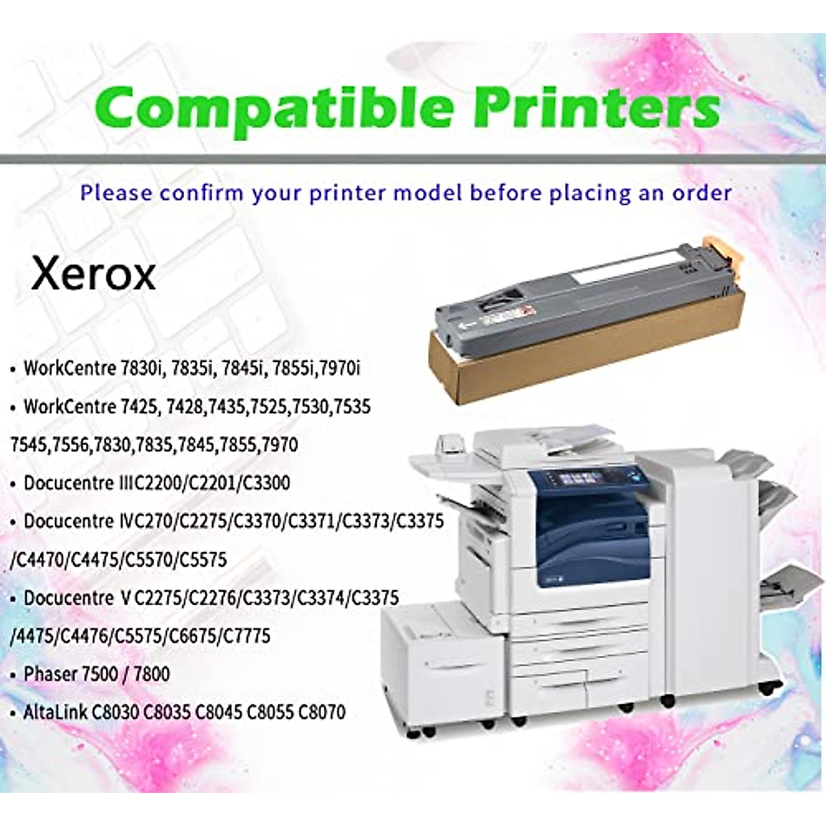 WorkPlus 008R13061 Compatible Waste Toner Container for WorkCentre 7830, 7835, 7845, 7855, 7970, 7425, 7428, 7435, 7525, 7530, 7535, 7545, 7556,Phaser 7500/7800 Waste Toner Container