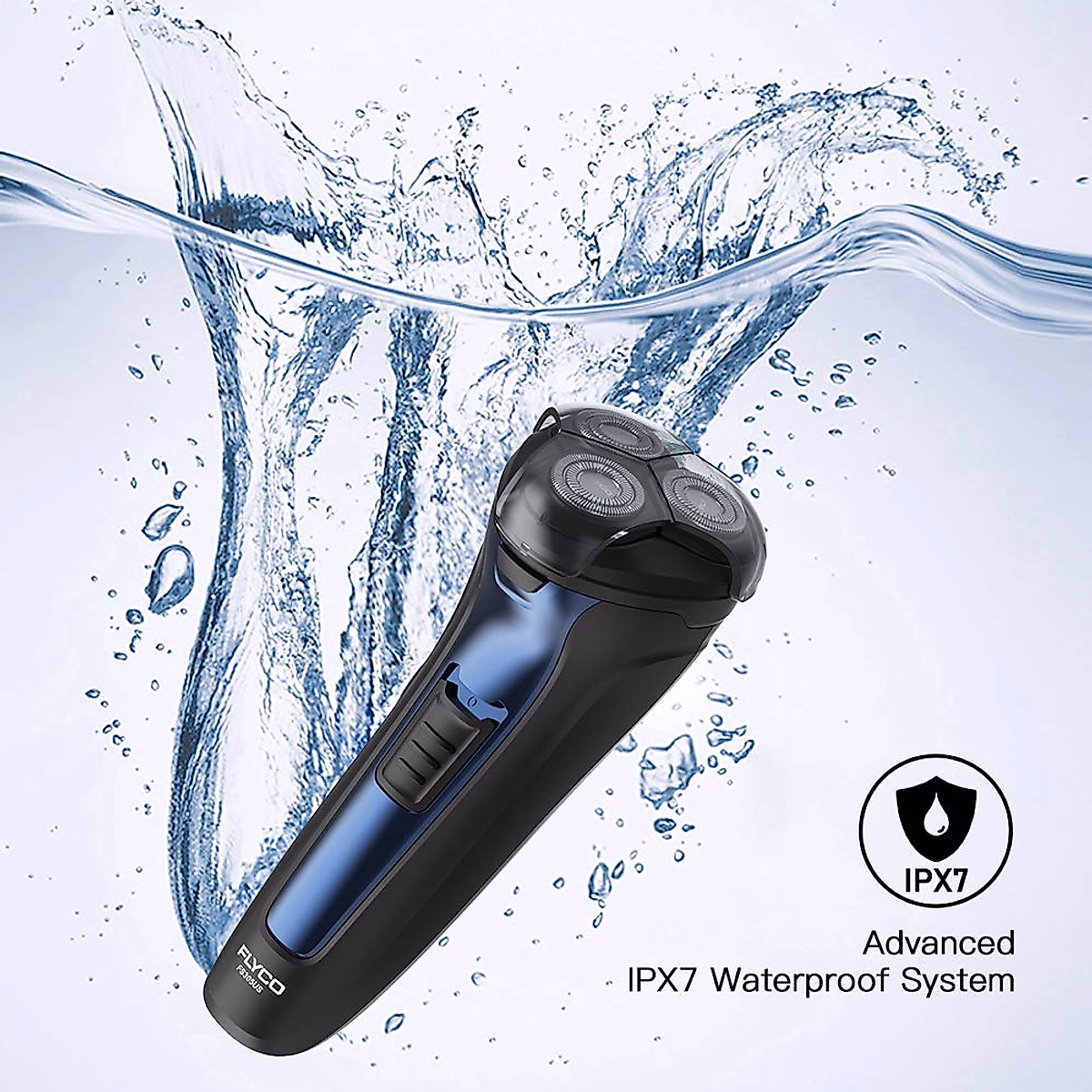 Electric Razor for Men, FLYCO Rechargeable Rotary Shaver, Waterproof IPX7, Wet & Dry Shaving Machines for Men with Pop-up Trimmer