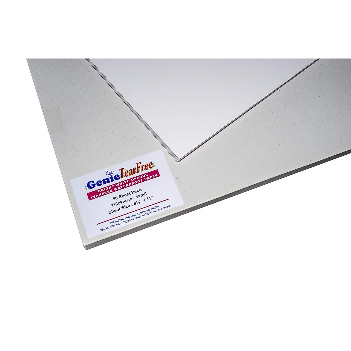 GENIE TEARFREE WATERPROOF LASER PRINTER PAPER, 8 1/2 X 11, 11 MIL, 50 SHEETS…