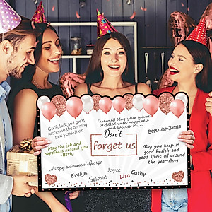 Turypaty Retirement Greeting Card for Coworkers Women, Large Rose Gold Guest Signature Book Gifts, We Will Miss You Good Luck Blessing Greeting Card for Going Away Farewell Decorations Party Supplies.