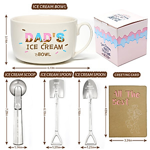 EUUPS Dad Gifts for Fathers Day - Dad's Ice Cream Bowl and Scoop, Shovel Dad's Ice Cream Spoon - Dad Gifts from Daughter Son - Ideal Dad Christmas Birthday Gift