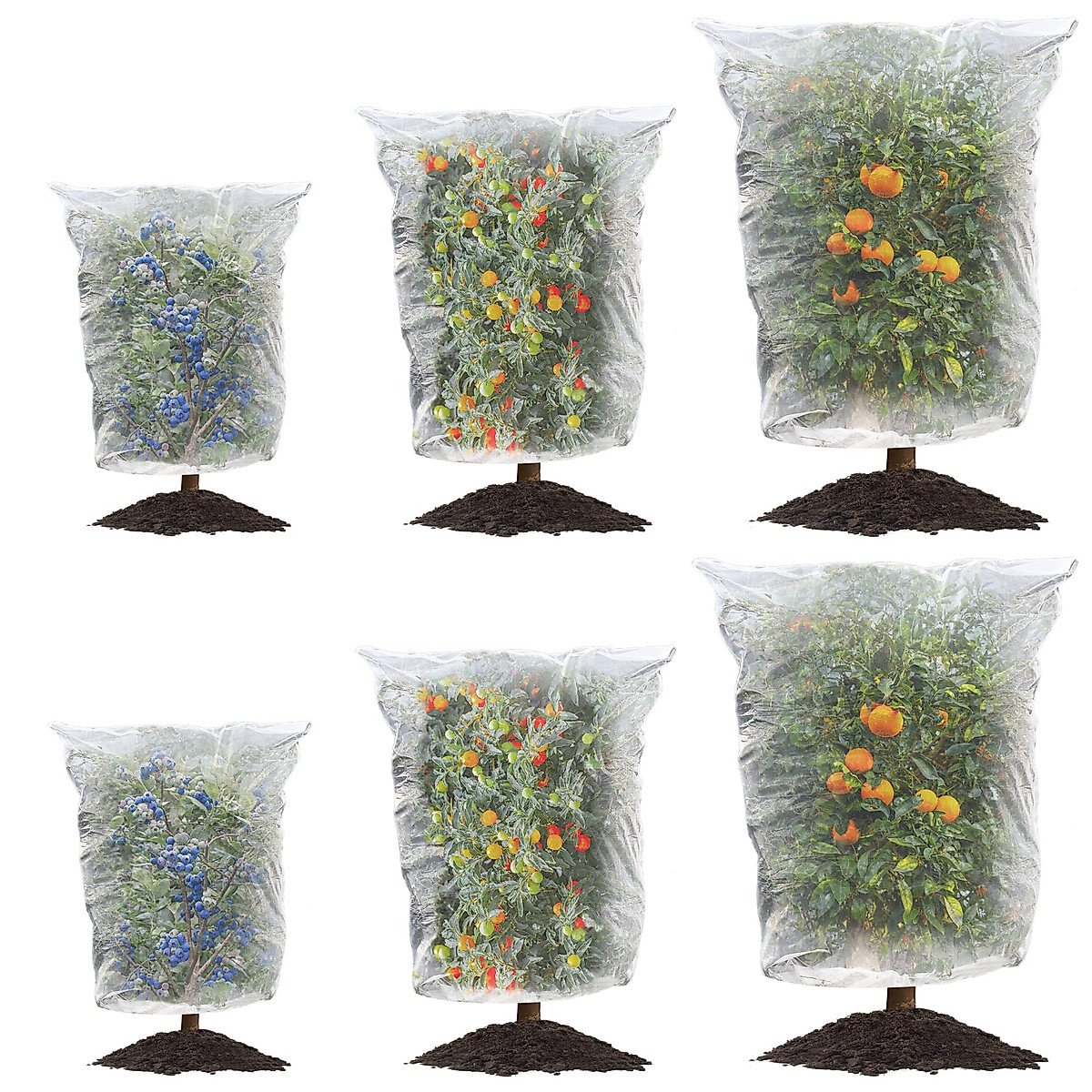 MIXC 6 Packs 3 Size Insect Netting Bag, Garden Bird Barrier Mesh Covers Bags With Drawstring, Bug Netting Plant Protection Covers Bags For Blueberry Tomato Vegetable Form Cicadas Bird Squirrels Eating