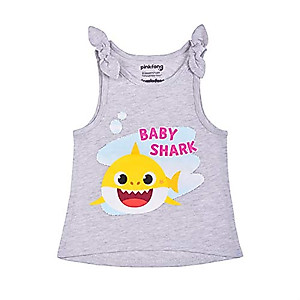Nickelodeon Baby Shark Girls’ T-Shirt, Tank Top and Short Set for Infant and Toddler – Pink/Blue Or Multicolor/Grey/Blue