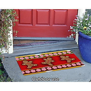 Toland Home Garden 800099 Gingerbread Men Winter Door Mat 18x30 Inch Christmas Outdoor Doormat for Entryway Indoor Entrance
