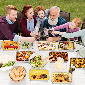 50Pcs Thanksgiving Take Home Containers Aluminum Food Containers with Lids Autumn Leftover Disposable Fall Hosting Essentials Party Favor Baking Cake Pans for Cooking,Heating,Roasting,BBQ 7.3x5.3 Inch