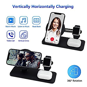 ANPULES Magnetic Wireless Charger Stand for Mag-Safe Charger Stand 3 in 1 Fast Wireless Charging Station for iPhone 13/12/Pro/Pro Max/Mini Apple Watch SE/7/6/5/4/3/2,Airpods 3/2/Pro