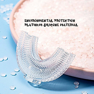 AUUI 1 Pieces Mini U-Shaped Manual Toothbrush,Kids Toothbrushes with 360°Cleaning Whitening & Food Grade Silicone Toothbrush,Soft Brush Heads,Dolphin Cartoon Handle,Special Design for 8-12 Years