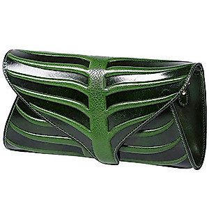 PIJUSHI Womens Designer Leaf Clutch Purse Leather Shoulder Crossbody Bag for Women (22290 Green)