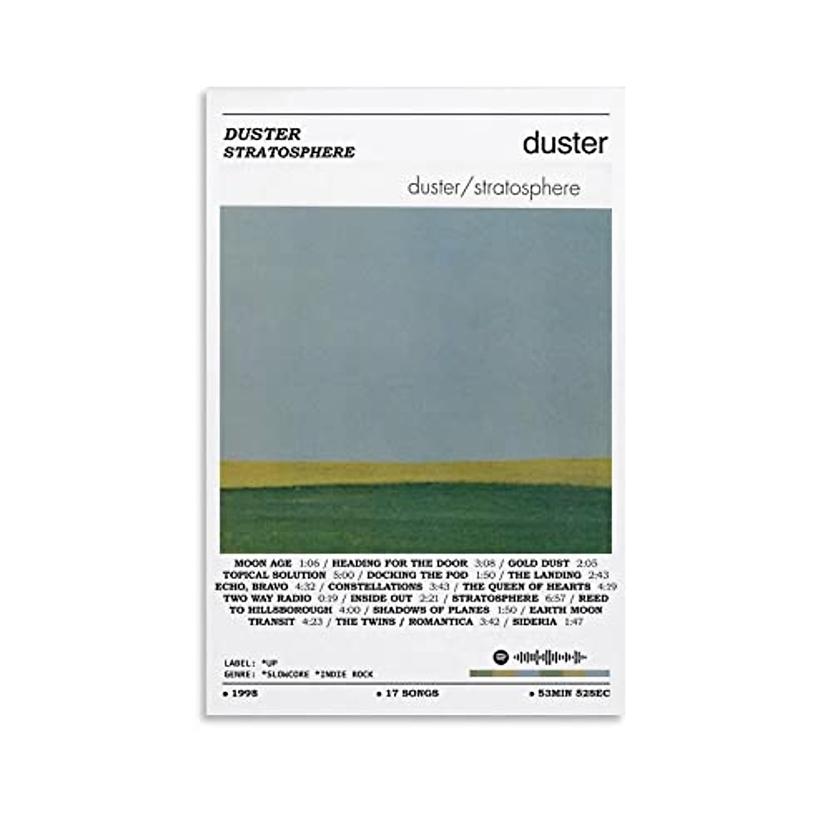 Duster Poster Stratosphere Music Cover Canvas Poster Bedroom Decoration Landscape Office Valentine's Birthday Gift Unframe-style-412x18inch(30x45cm)