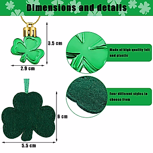 St Patrick's Day 26 Pcs Shamrocks Ornament 2 Pcs Good Luck Clover Banner Hanging Bauble Trefoil Pendant Decoration for Irish Home Garden Party Feast Green Decor