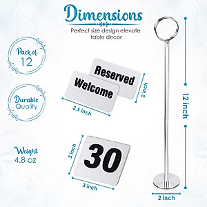 12 Pc Table Numbers 12 Inch Tall , Table Number Holders with Table Numbers Welcome and Reserved Cards , Place Cards , Wedding Table Numbers , Reserved Table Sign , Menu Holder , Picture Photo Holder